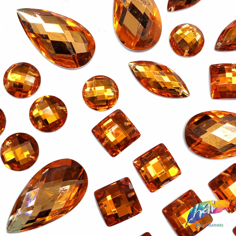 Loose Orange Resin Rhinestones Sew on Stones Different Shapes Crystals ...