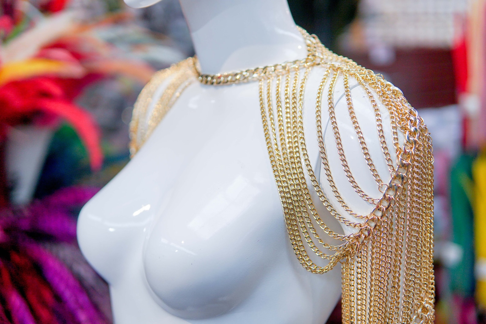 Gold Shoulder Chain, Body Jewelry Chain, Festival Shoulder Necklace ...