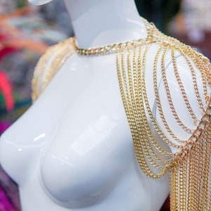 Gold Shoulder Chain, Body Jewelry Chain, Festival Shoulder Necklace ...