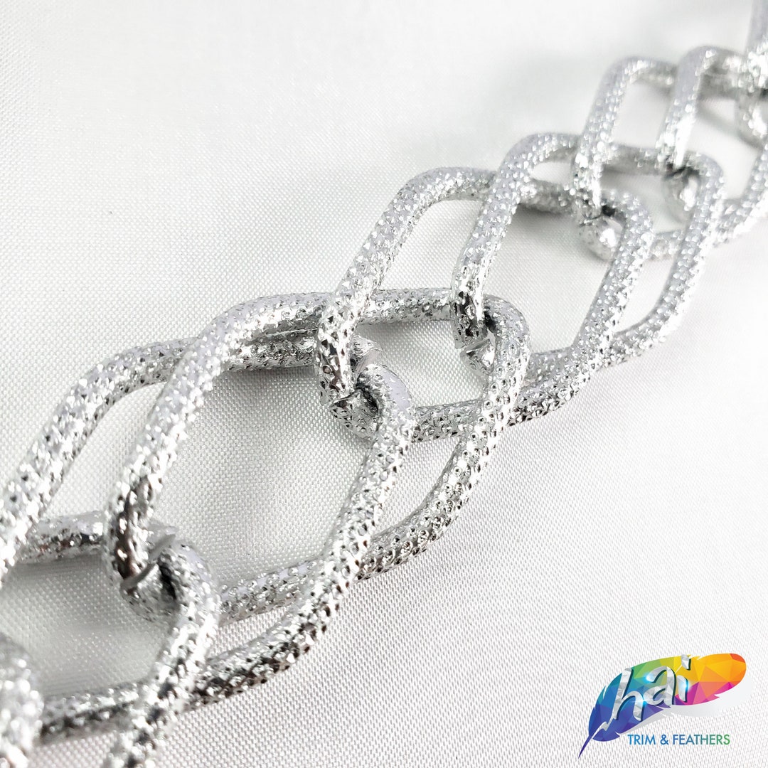 Diamond Metallic Chain Trim, Silver Chain, Double Link Necklace Chain ...