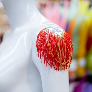 Sold PER PIECE! Black Gold Beaded Chain Stone Epaulets, Fancy Shoulder ...
