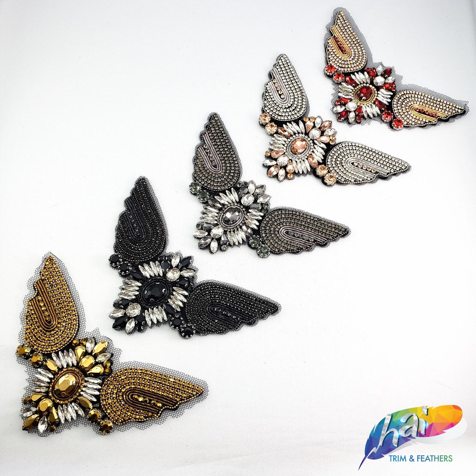 Rhinestone Applique on Felt Backing With Crystal Prong Setting, Fancy ...