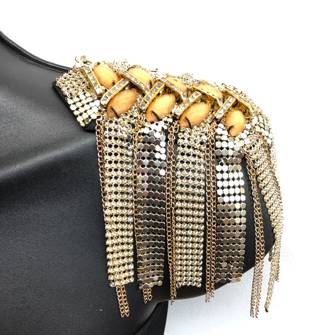 Sold PER PIECE! Beaded Rhinestone Epaulets, Fancy Shoulder Patches ...