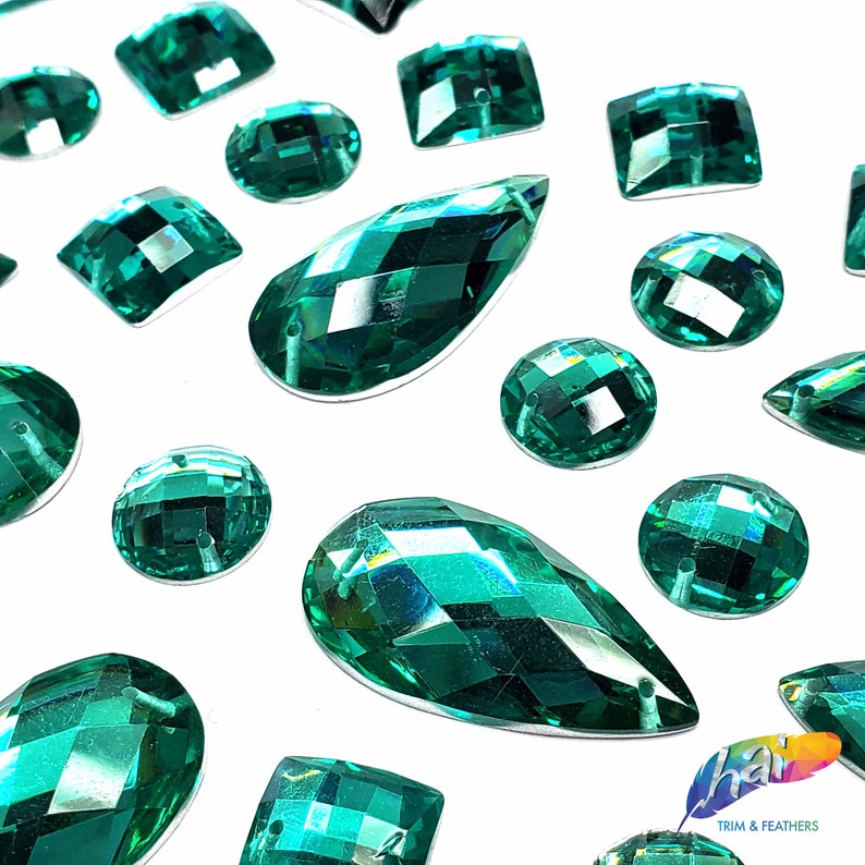 Loose Teal Resin Rhinestones Teal Green Sew on Stones - Etsy