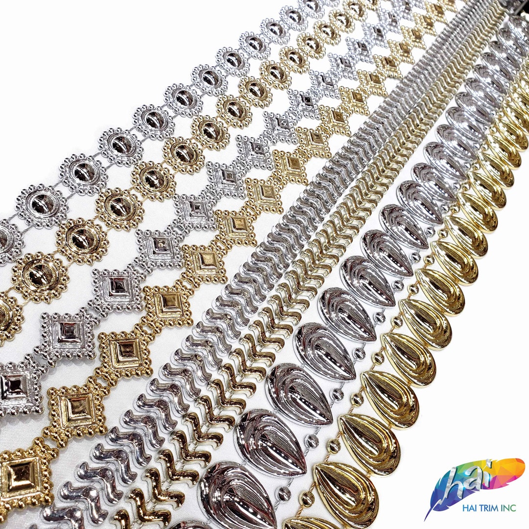 Silver Rhinestone Plastic Stud Trim, Gold Plastic Trim W/ Acrylic ...