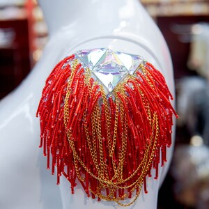 Sold PER PIECE! Black Gold Beaded Chain Stone Epaulets, Fancy Shoulder ...