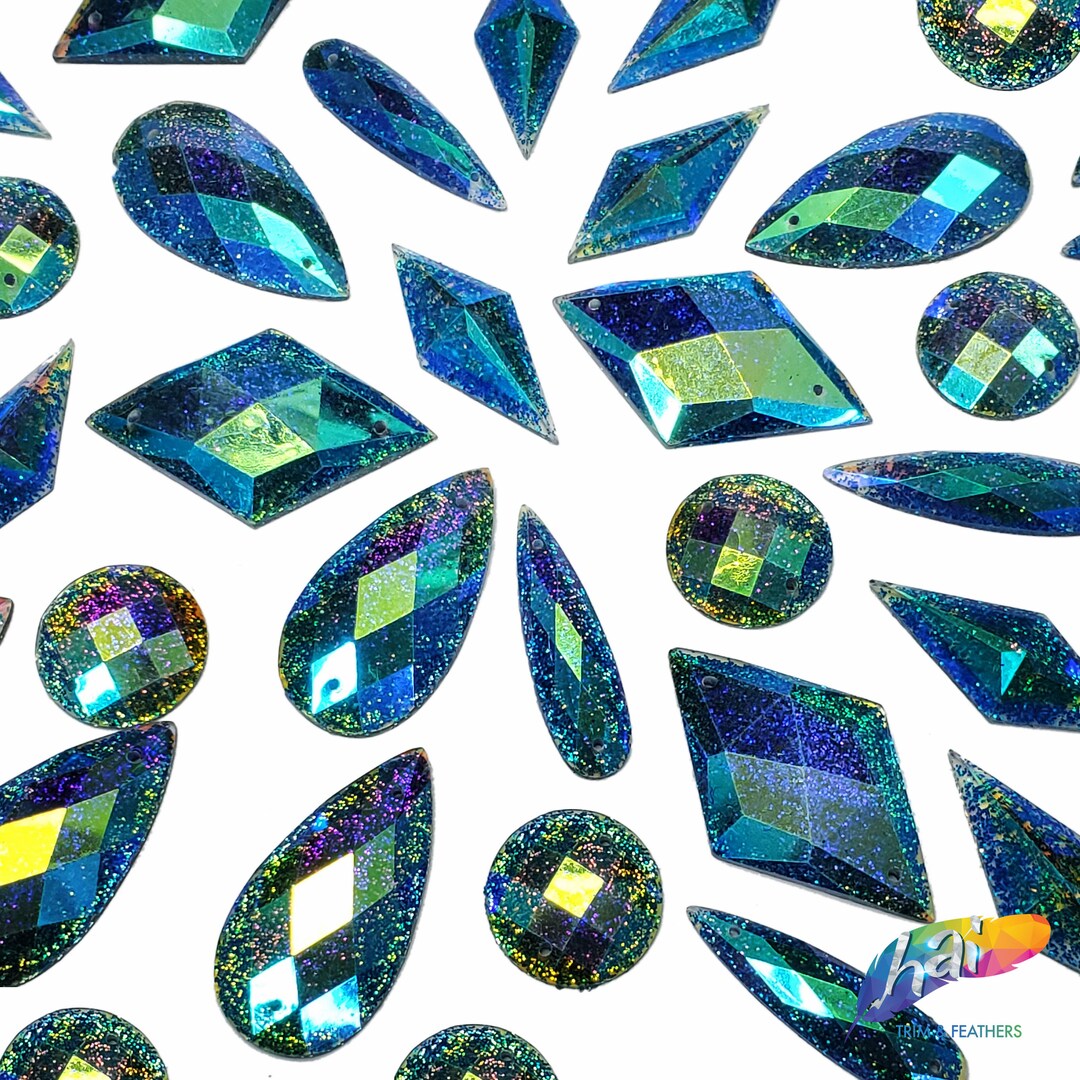 Loose Glitter Royal Blue AB Resin Rhinestones Blue Sew on Iridescent ...