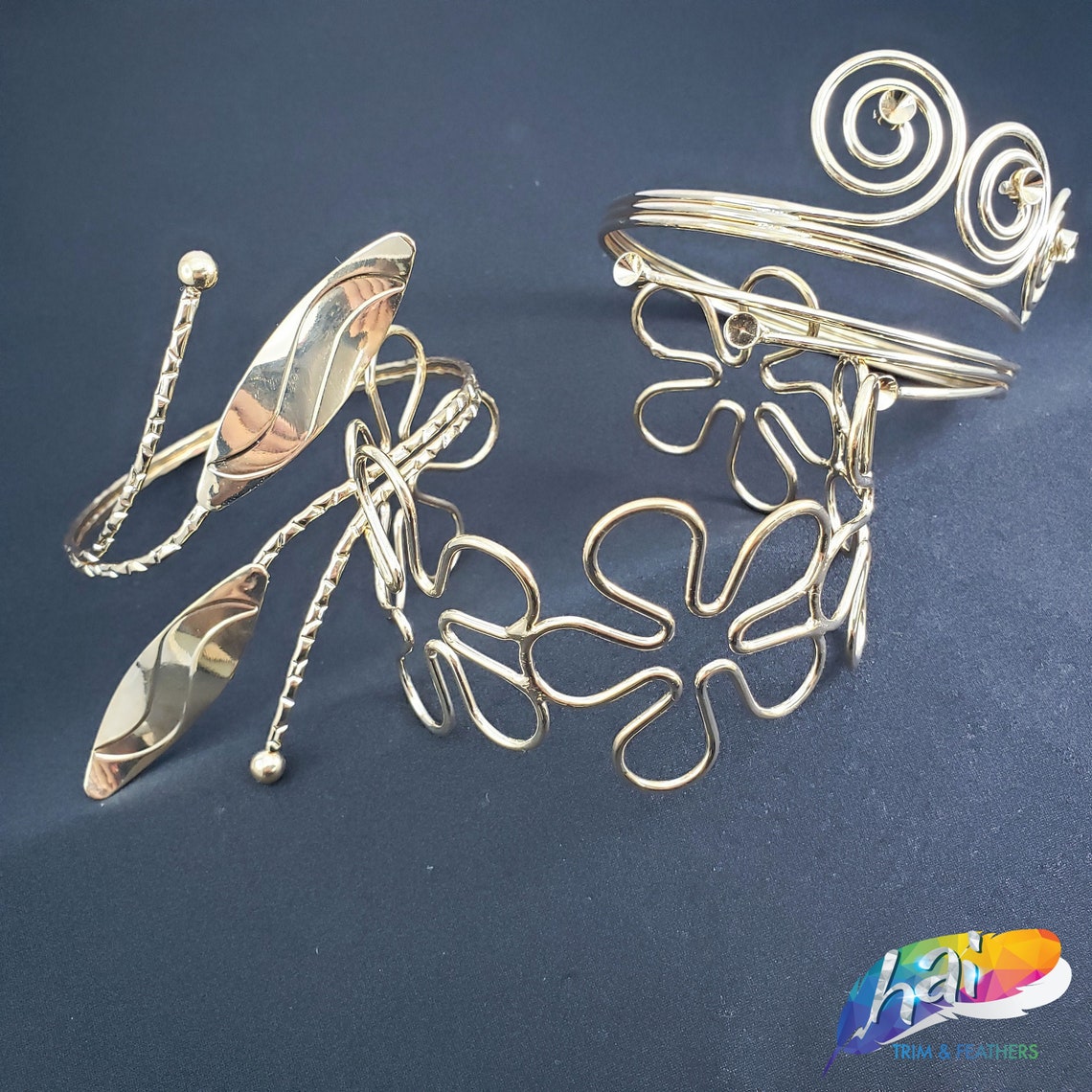 Gold Arm Cuffs Flower Upper Arm Bracelet Gold Armlet Metal | Etsy