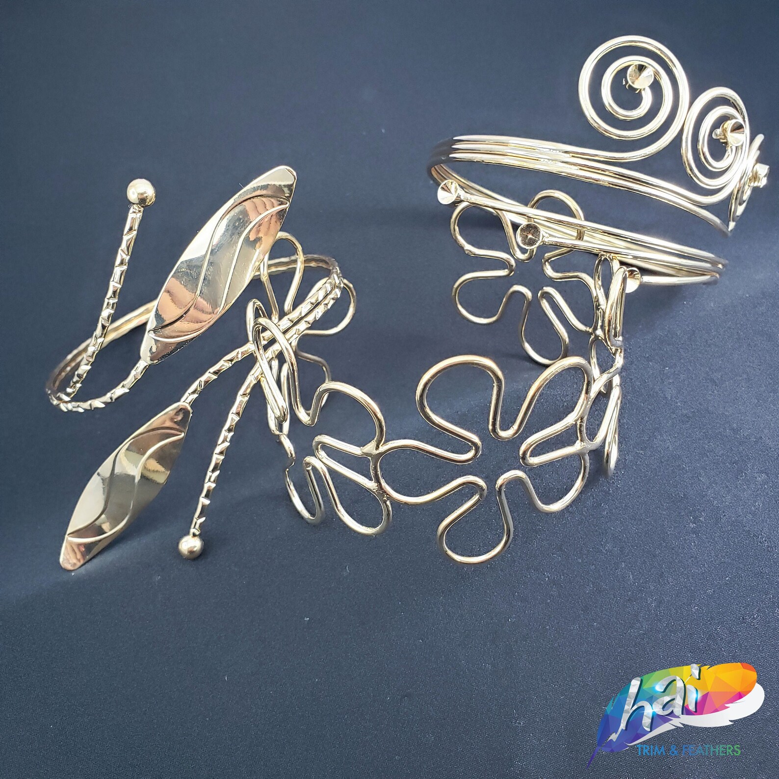 Gold Arm Cuffs Flower Upper Arm Bracelet Gold Armlet Metal | Etsy