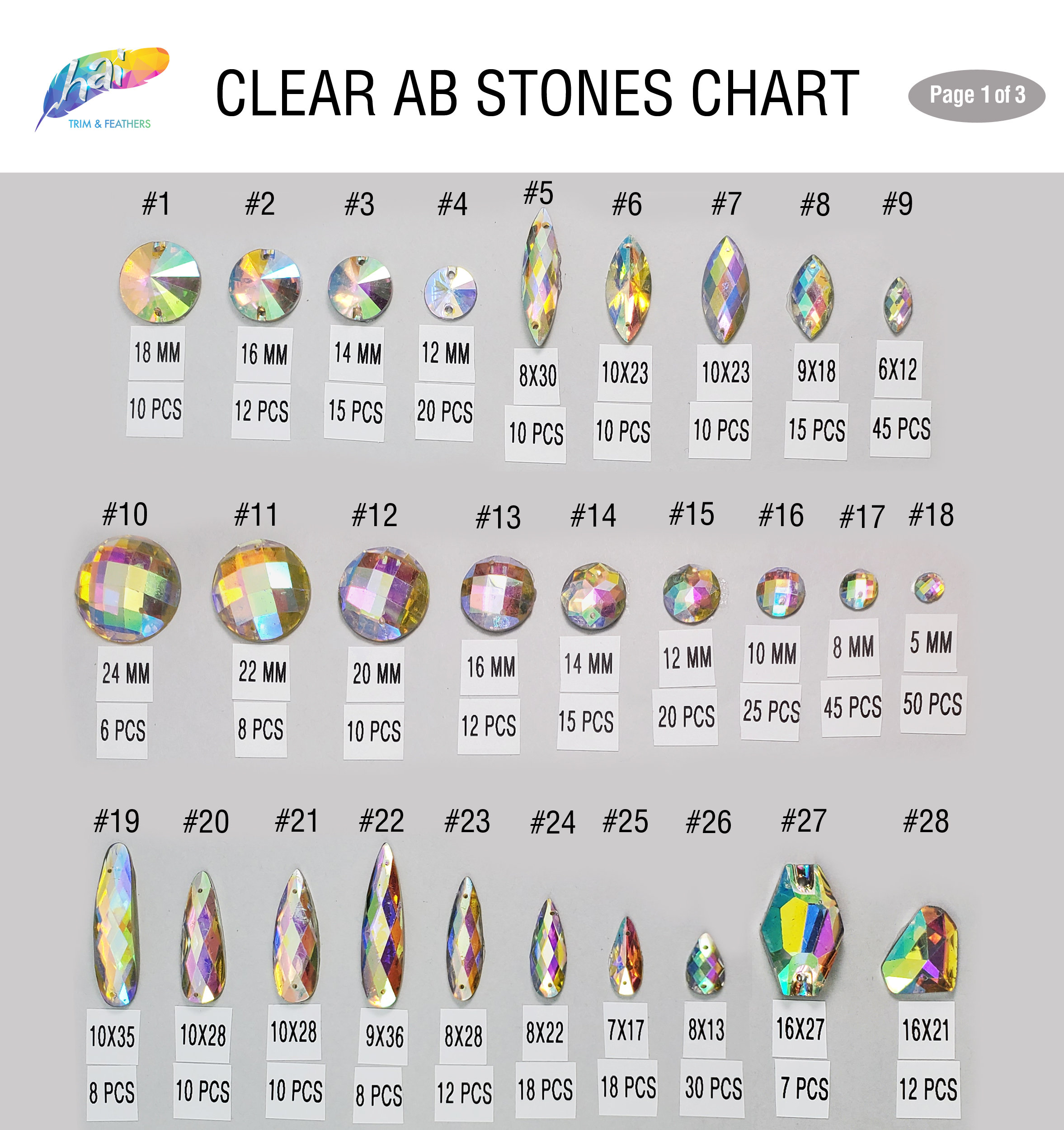 Loose Clear AB Resin Plastic Acrylic Rhinestones Crystal AB Sew on ...