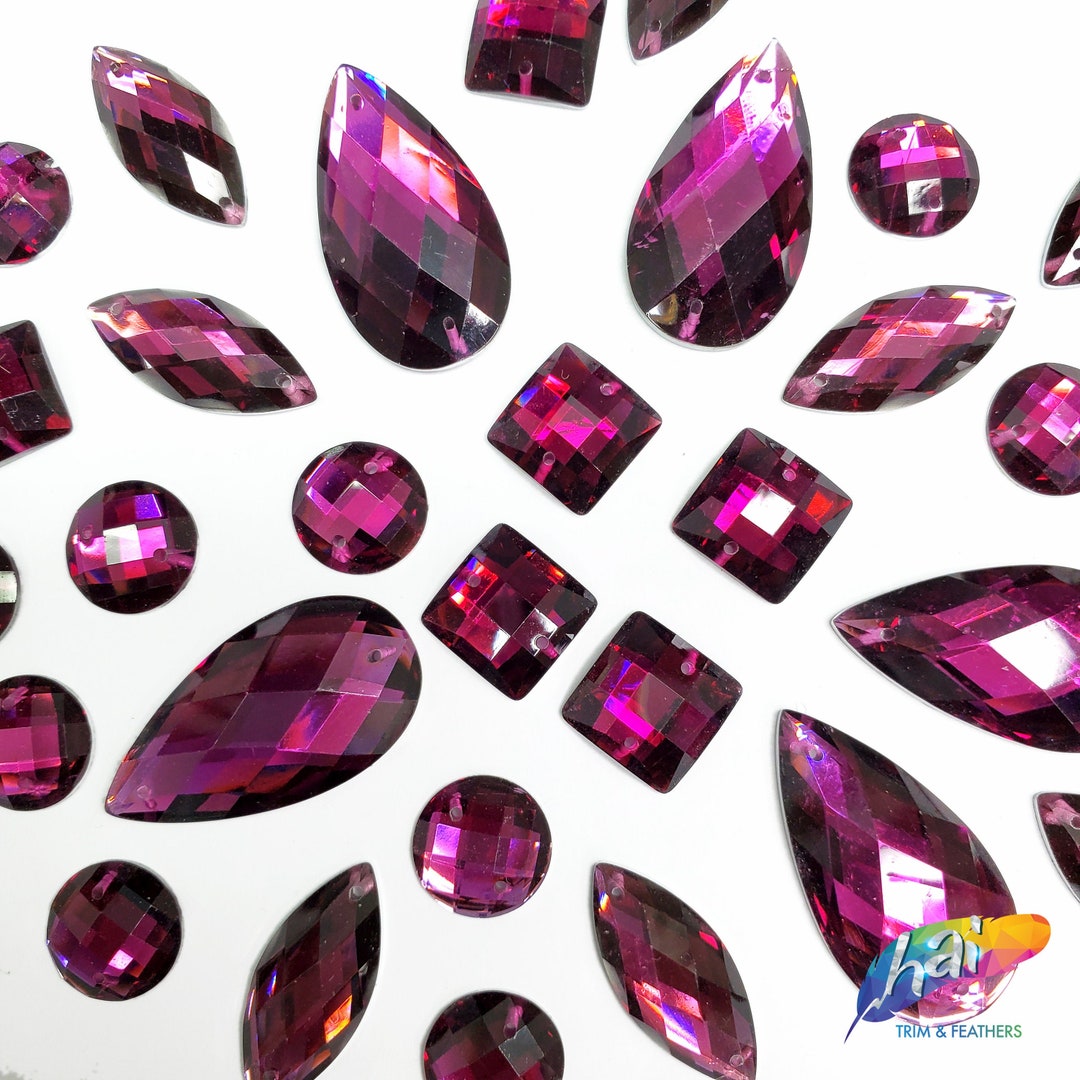 Loose Plum Resin Rhinestones Dark Purple Pink Sew on Stones Different ...