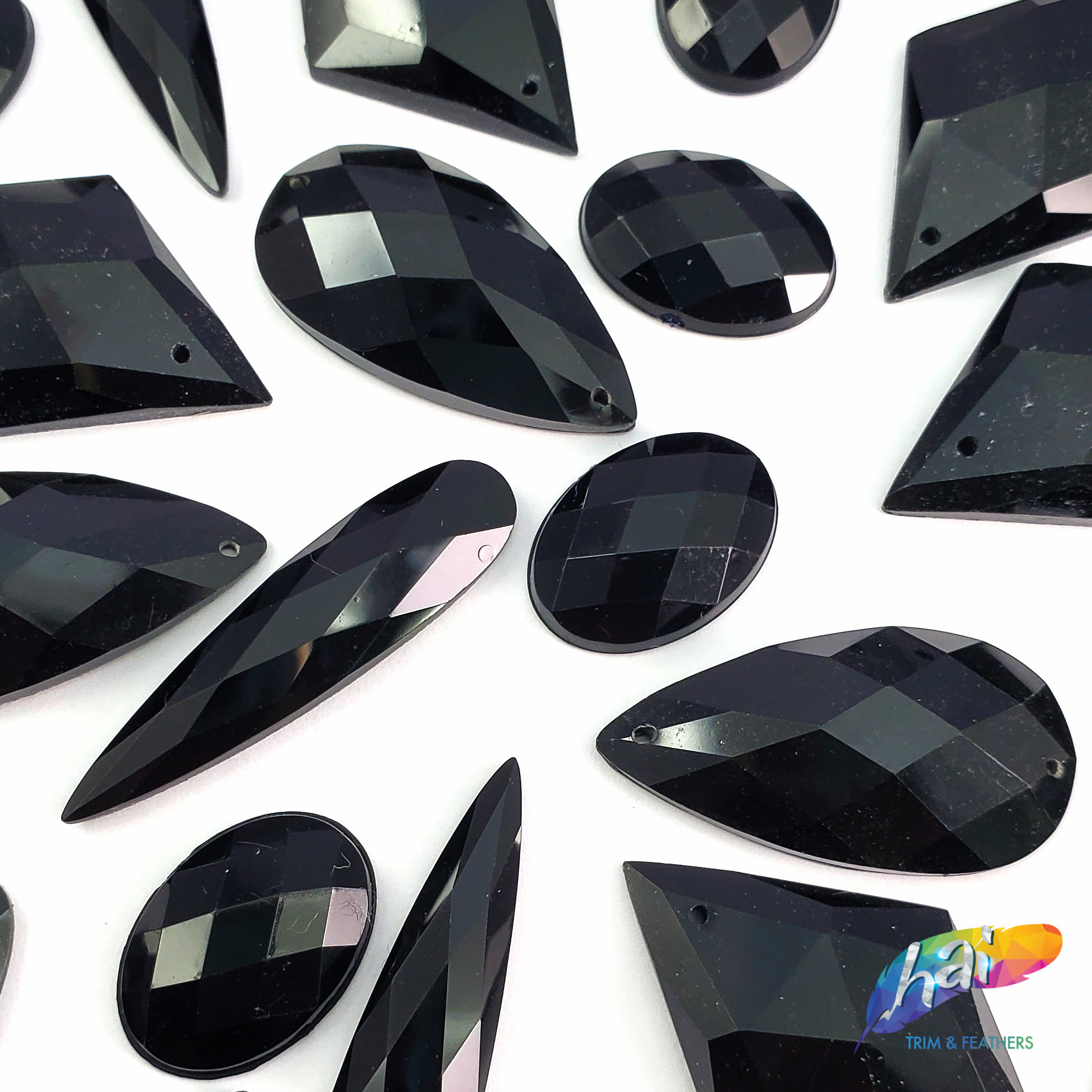 Black Acrylic Rhinestones Sew on Stones Different Shapes Gems | Etsy