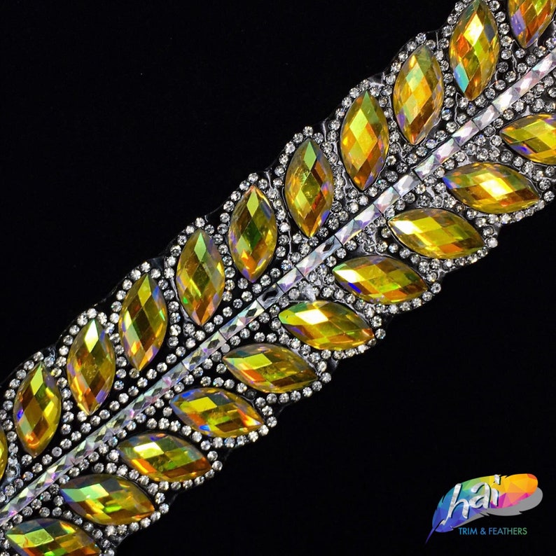 SALE! 1 5/8" Iron-on Resin Iridescent Stone Trimming, Gel-back Colorful ...