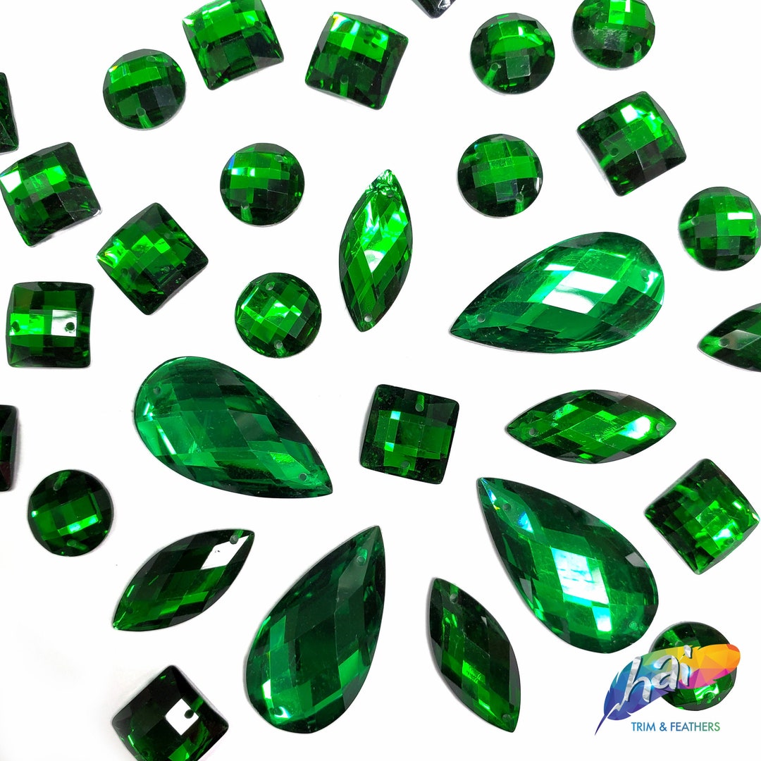 Loose Kelly Green Resin Rhinestones Green Sew on Stones Different ...