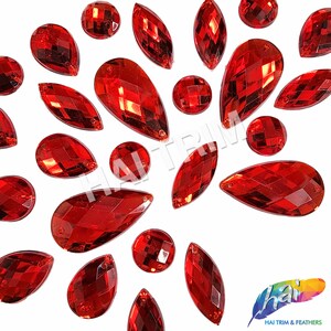 Red Acrylic Rhinestones Sew on Stones Different Shapes Gems With Holes ...