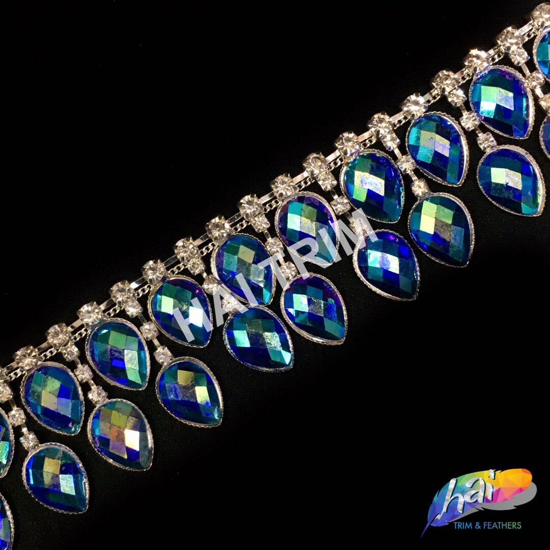 Multicolor Acrylic Stone Trim Fringe, Dangling Teardrop Rhinestone ...