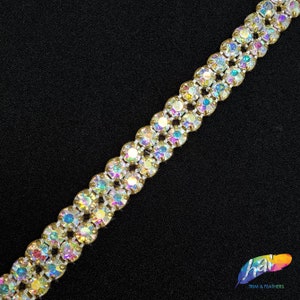 2-row Crystal Rhinestone Trim, Two-row Gold Chain Trim, Double Row ...
