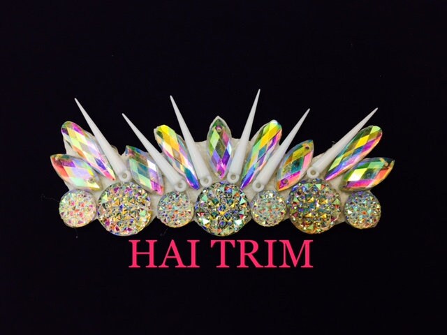 Beaded Stone Spike Applique Colorful Resin Gems Patch Dance | Etsy