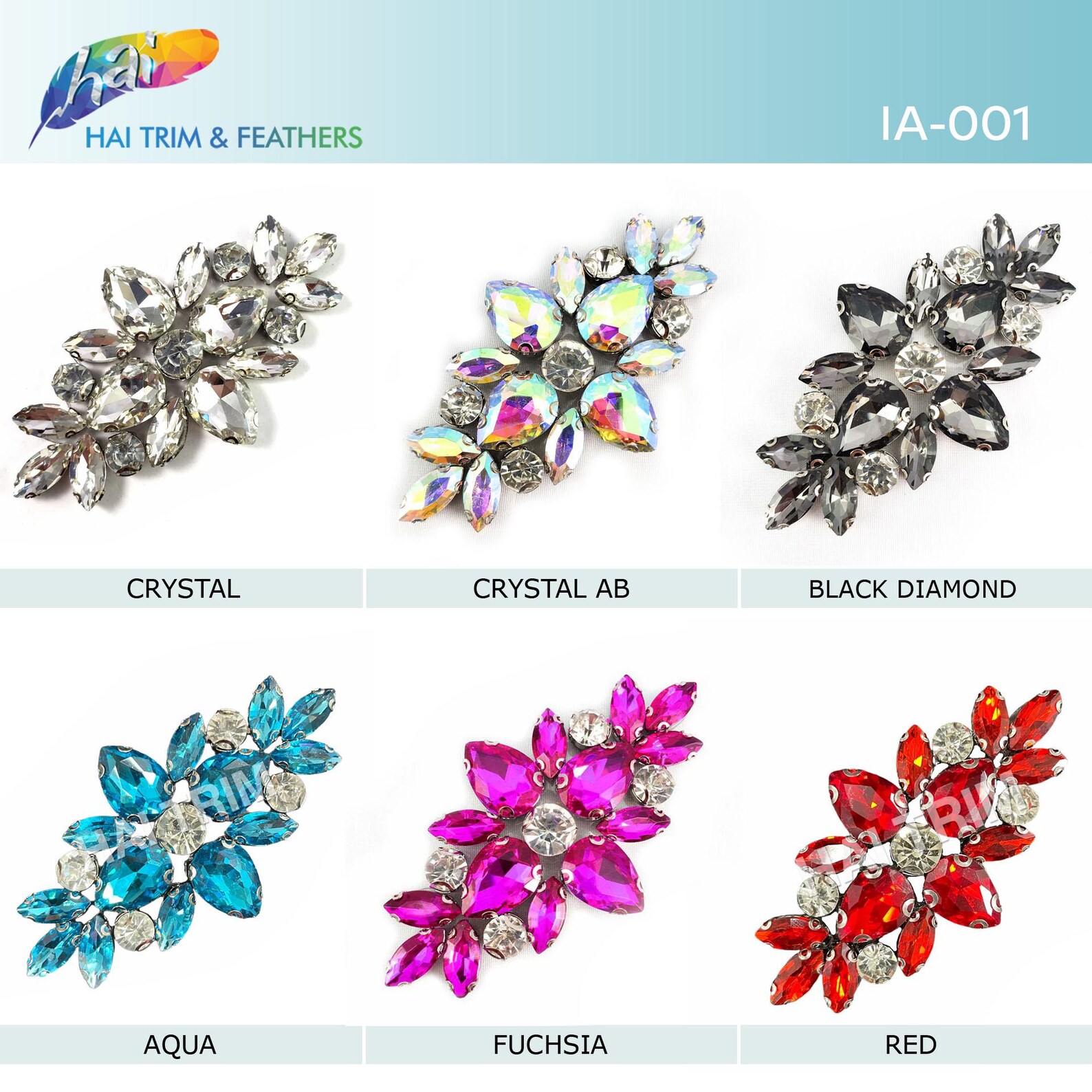 Rhinestone Applique on Gel Backing With Crystal Prong Setting, Fancy ...
