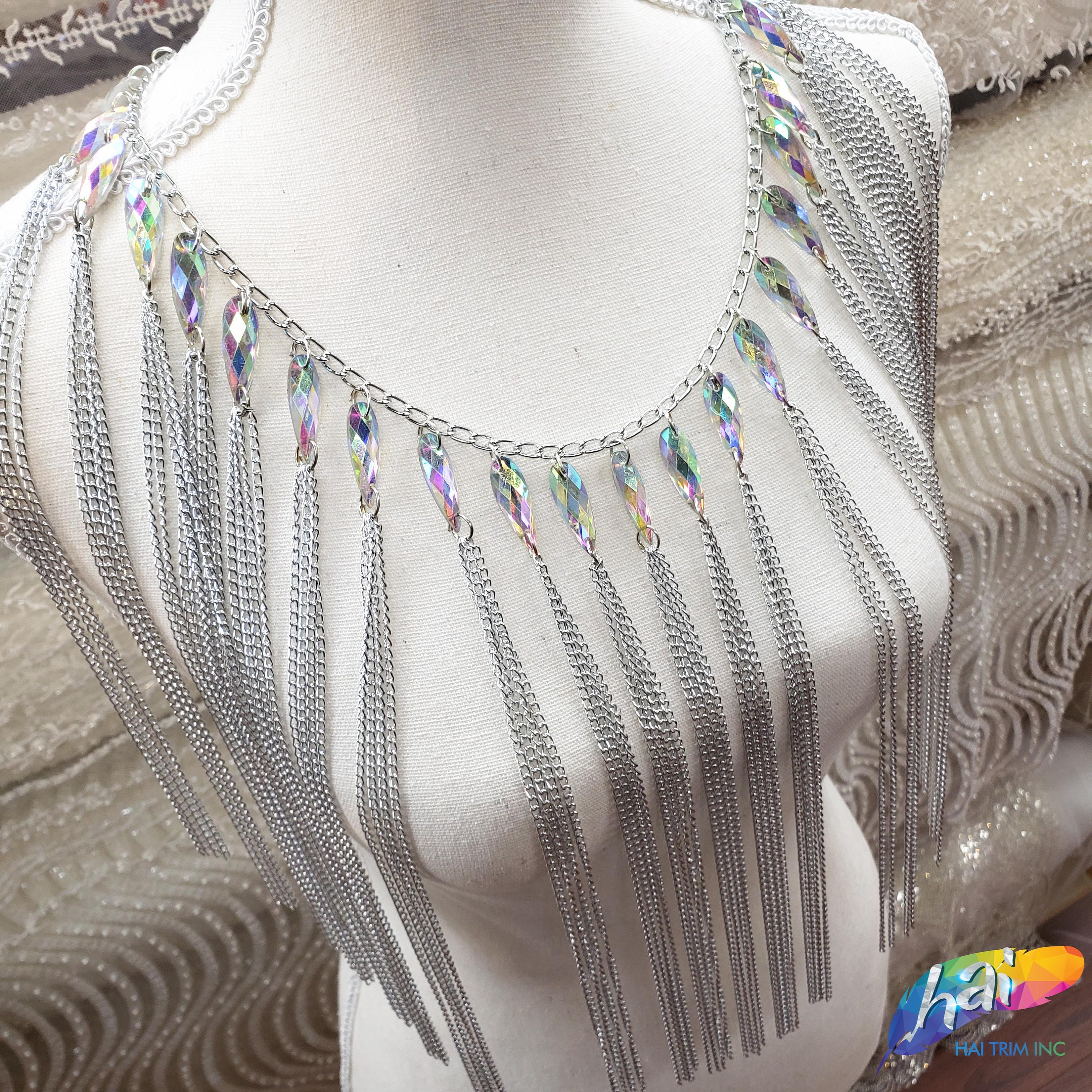 Silver Chain Fringe Gold Dangling Chain Link Fringe Rose | Etsy