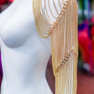 Gold Shoulder Chain, Body Jewelry Chain, Festival Shoulder Necklace ...