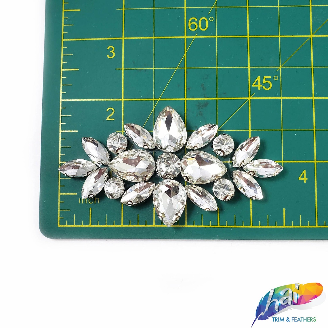 Rhinestone Applique on Gel Backing With Crystal Prong Setting, Fancy ...
