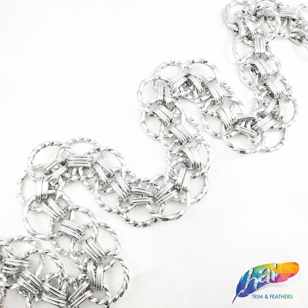 Multiple Round Metallic Chain Trim, Silver Chain Link, Decorative Chain ...