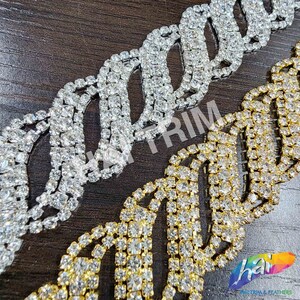 Crystal Rhinestone Trimming, Wedding or Formal Rhinestone Trim, Braided ...