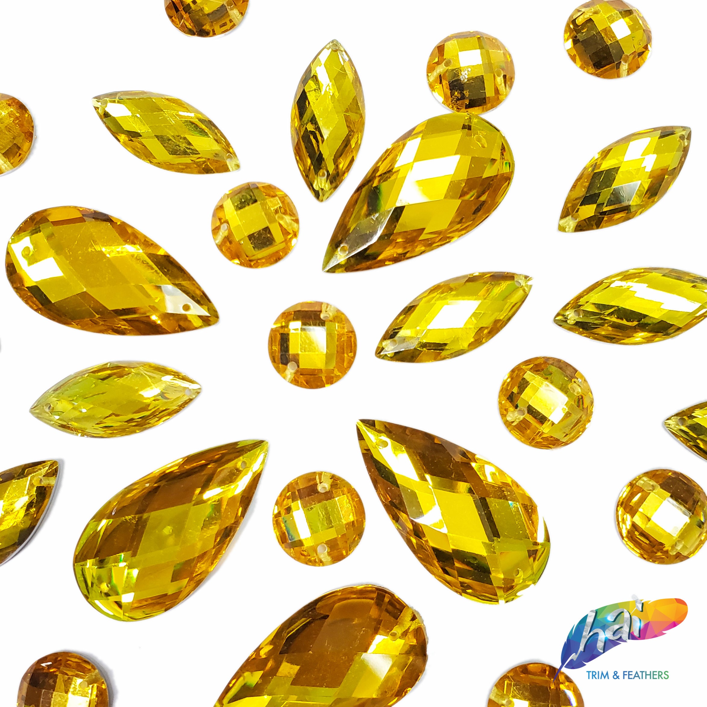 Loose Yellow Resin Rhinestones Yellow Gold Sew on Stones | Etsy