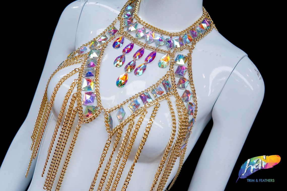 Gold Chain Dress Rhinestone Chain Dress Dancer Jewelry Red | Etsy