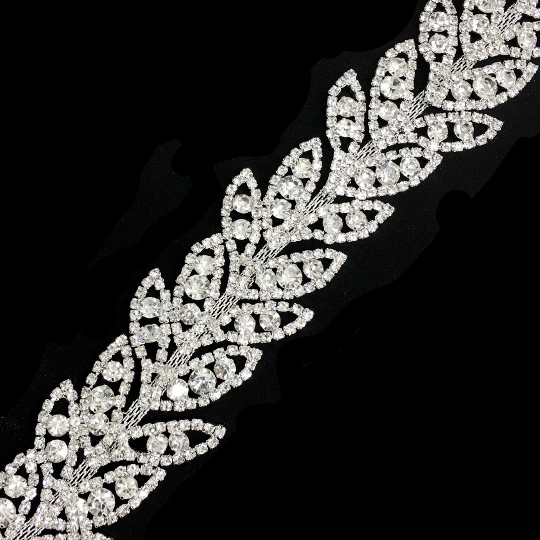 Silver Crystal Rhinestone Trimming, Wedding or Formal Rhinestone Trim ...