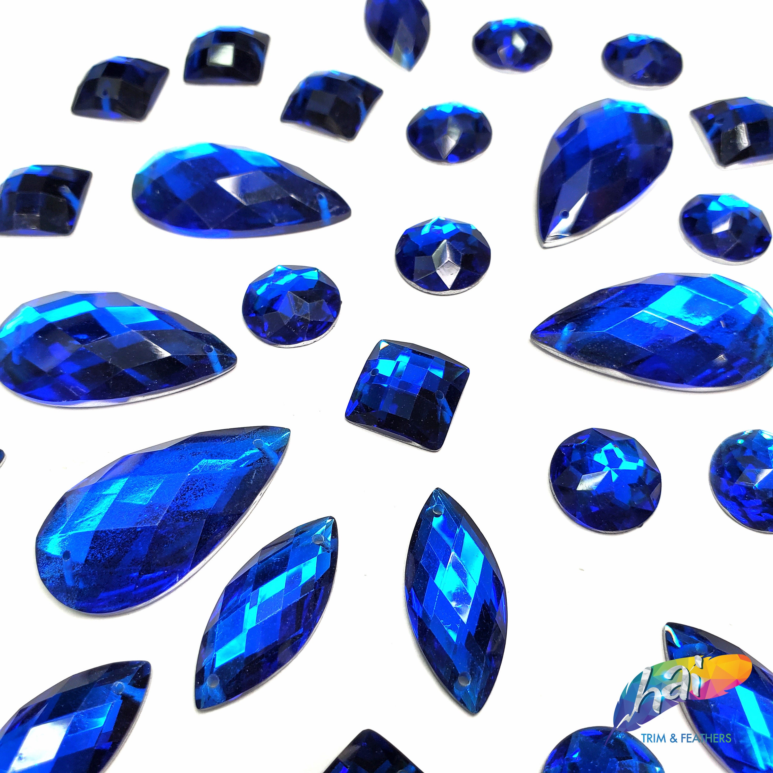 Loose Royal Blue Resin Rhinestones Blue Sew on Stones Different Shapes ...