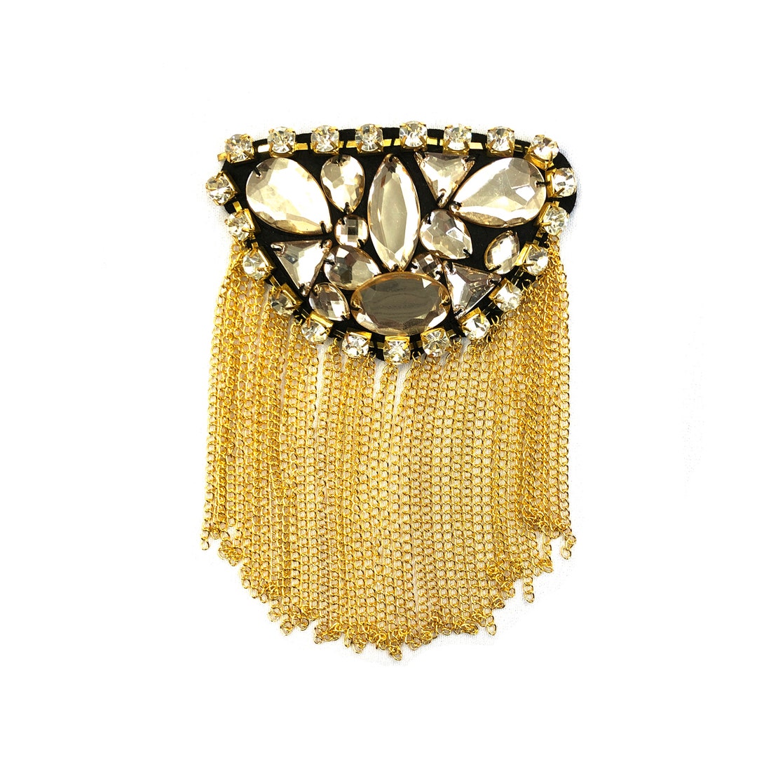 Sold PER PIECE! Gold Beaded Chain Epaulets, Fancy Shoulder Patches ...