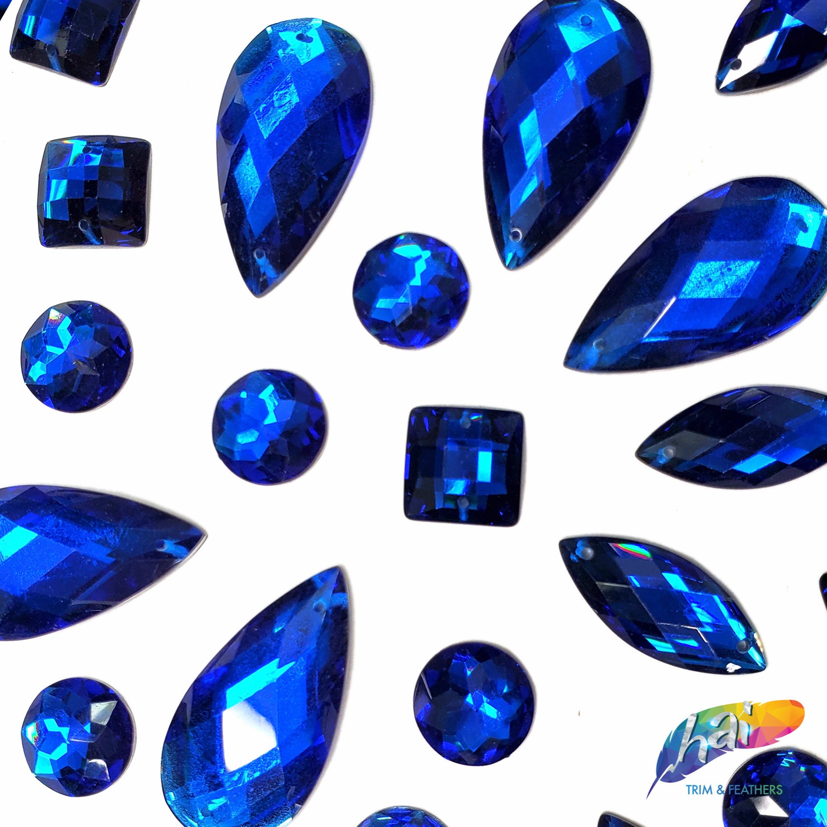 Loose Royal Blue Resin Rhinestones Blue Sew on Stones Different Shapes ...