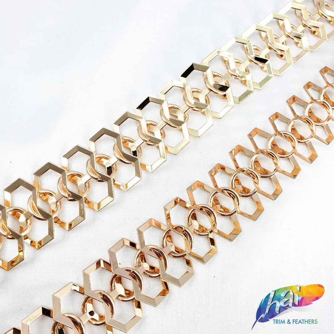 Multiple Gold Metallic Chain Trim, Chain Link, Decorative Chain ...