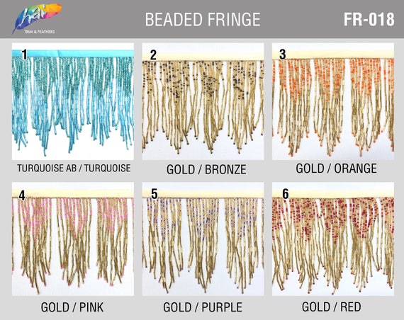 5 1/4 Variegated Beaded Fringe by the Yard Wavy Bugle | Etsy