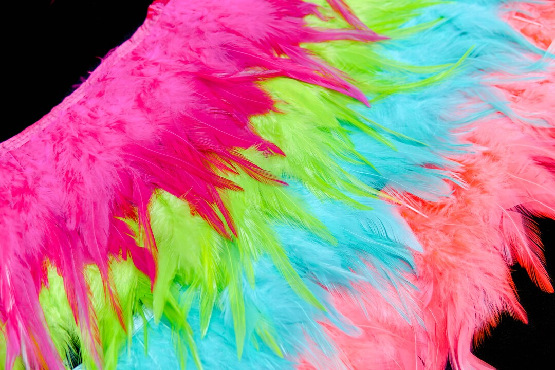 4-6" Bleached Dyed Saddle Fringe, Saddle Rooster Colored Feather Fringe ...