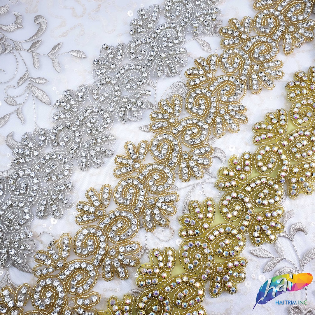 Beaded Crystal Rhinestone Trimming, Wedding Elegant Formal Rhinestone ...