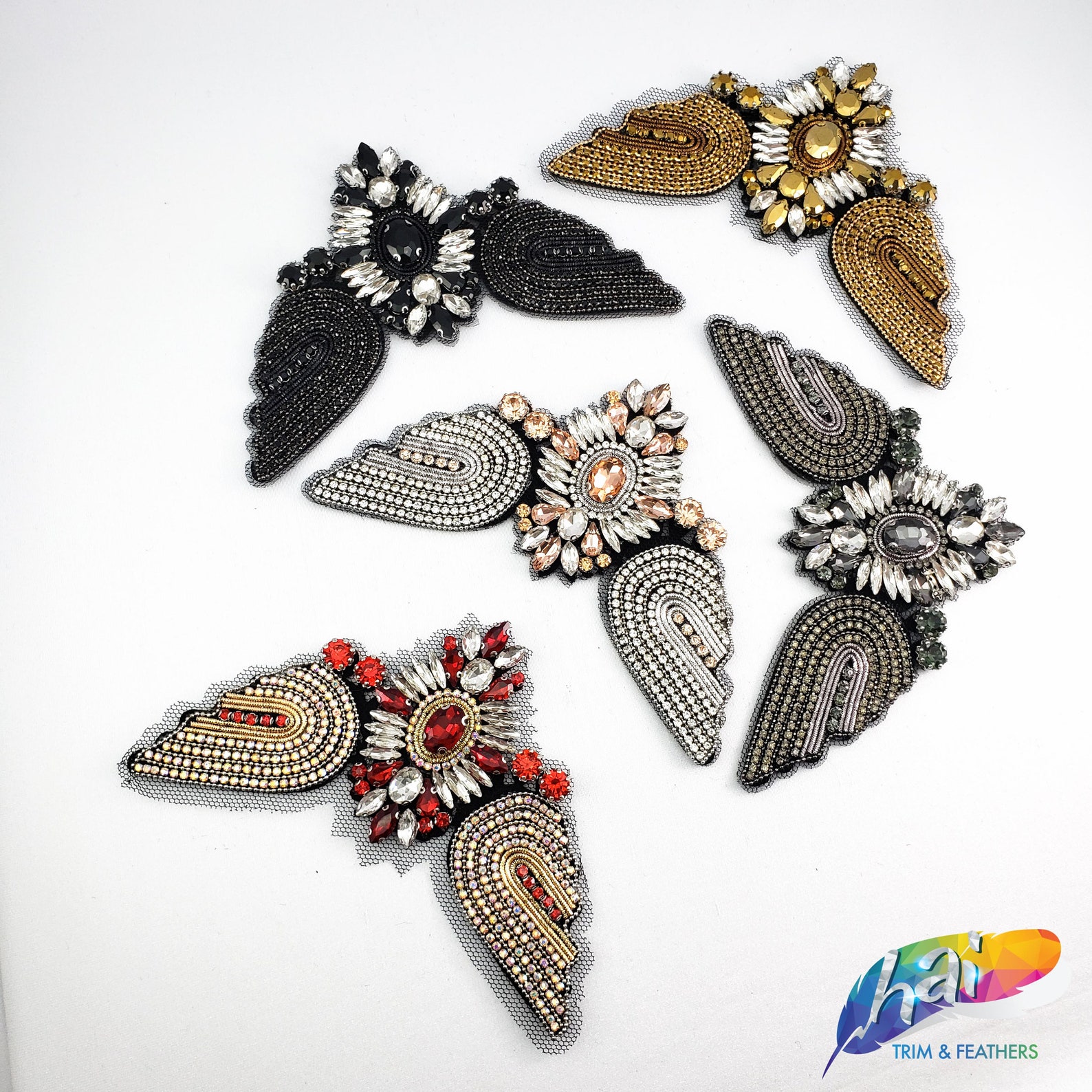 Rhinestone Applique on Felt Backing With Crystal Prong Setting, Fancy ...