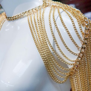 Gold Shoulder Chain, Body Jewelry Chain, Festival Shoulder Necklace ...