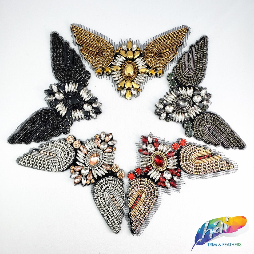 Rhinestone Applique on Felt Backing With Crystal Prong Setting, Fancy ...