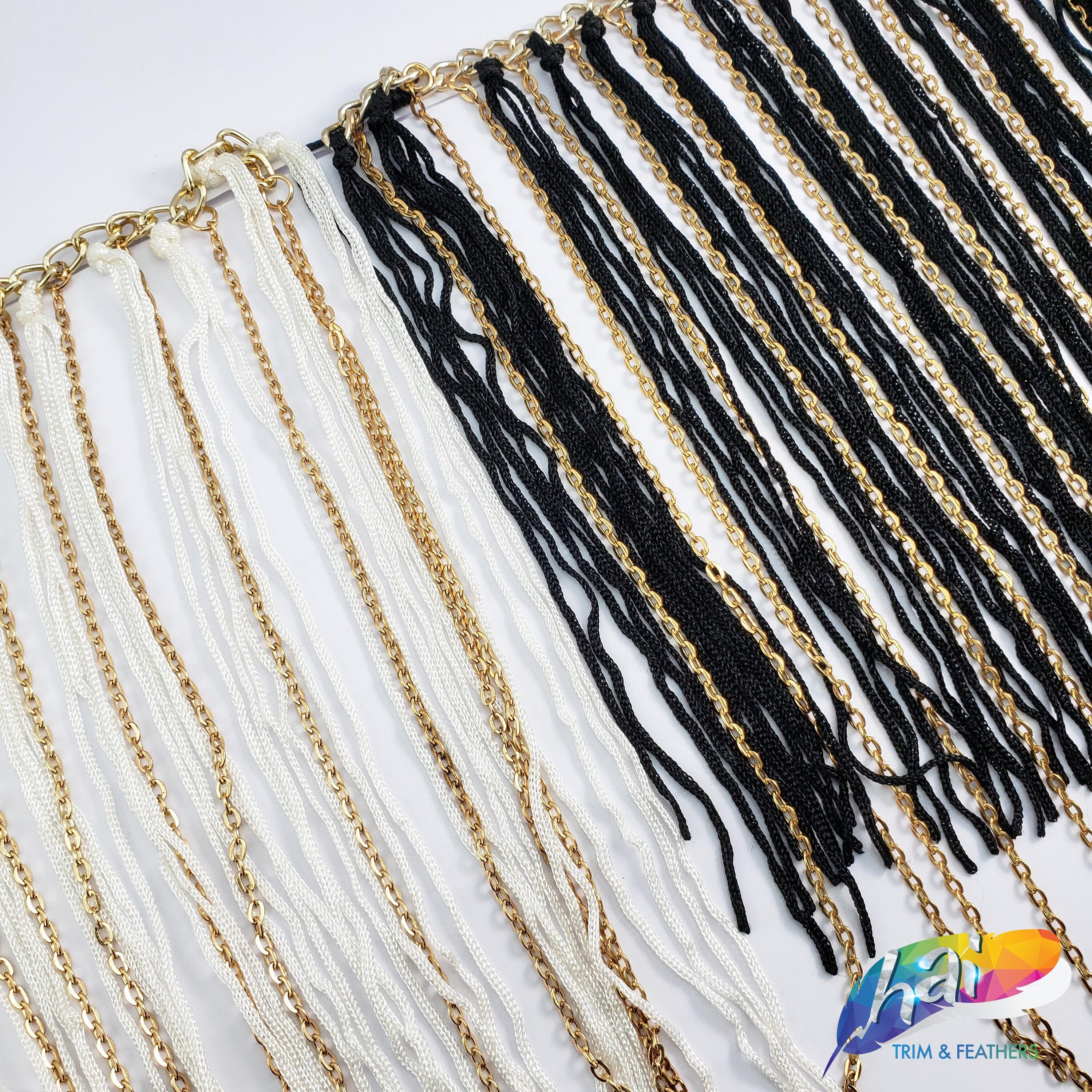 7 1/2 Black and White Chainette Fringe with Chain Link | Etsy