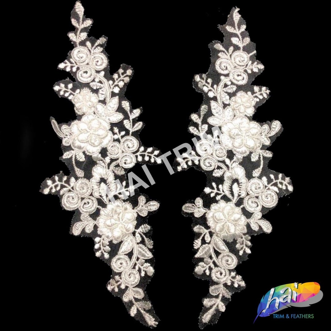 Flower Lace Applique, Embroidered Flower Lace Patch for Wedding and ...