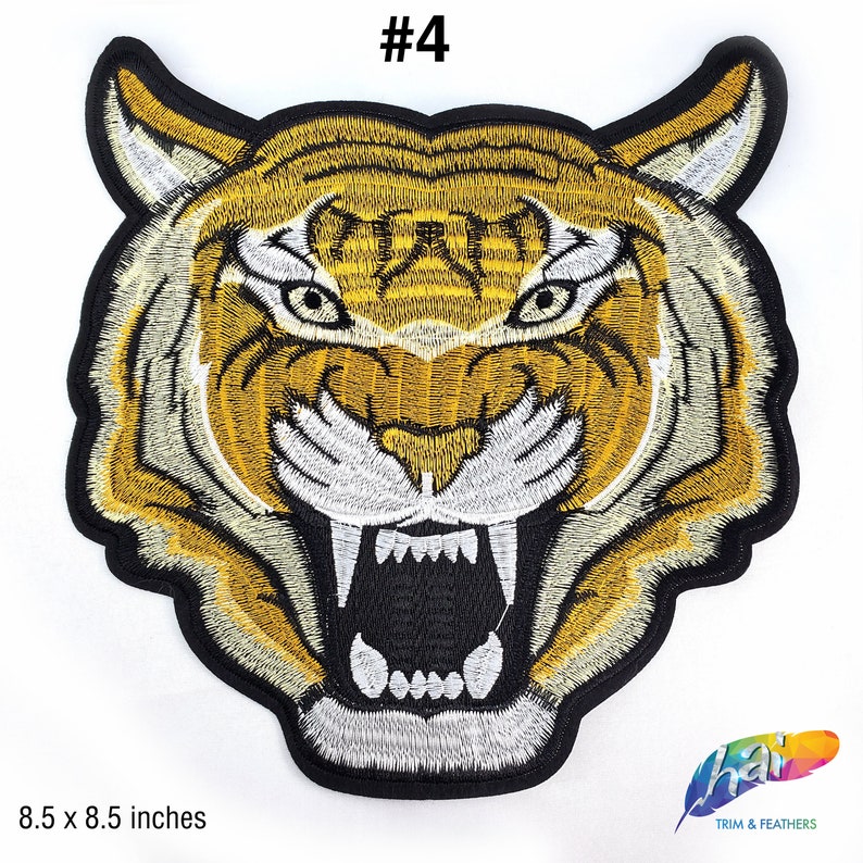 Embroidered Tiger Applique Large Animal Patches Metallic - Etsy