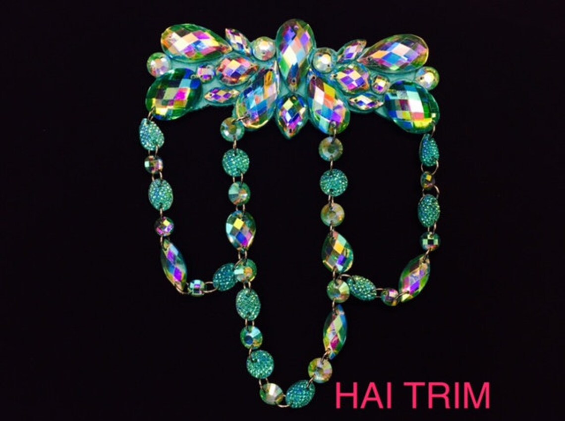 Beaded Stone Applique Colorful Resin Gems Patch Dance | Etsy