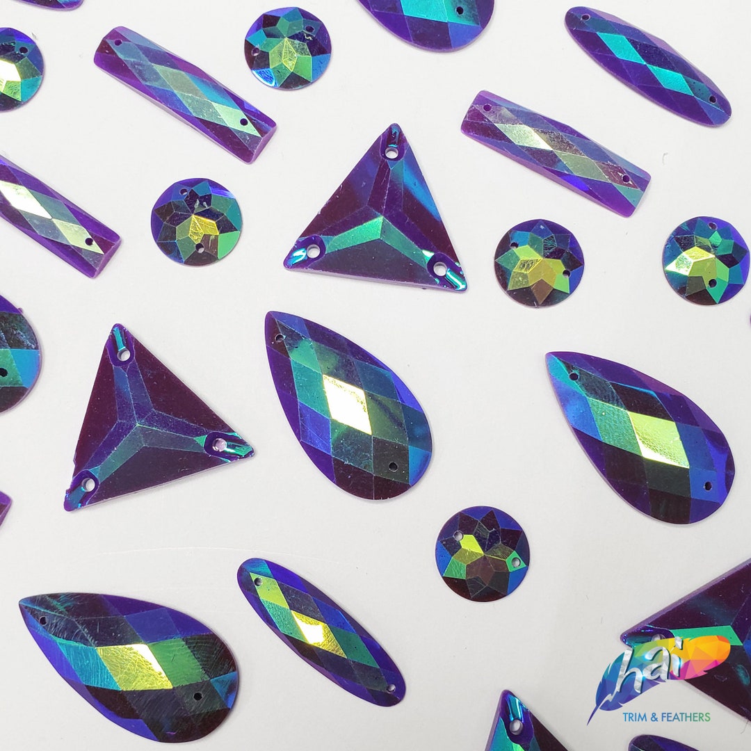 Loose Matte Purple AB Resin Rhinestones Sew on Iridescent Different ...