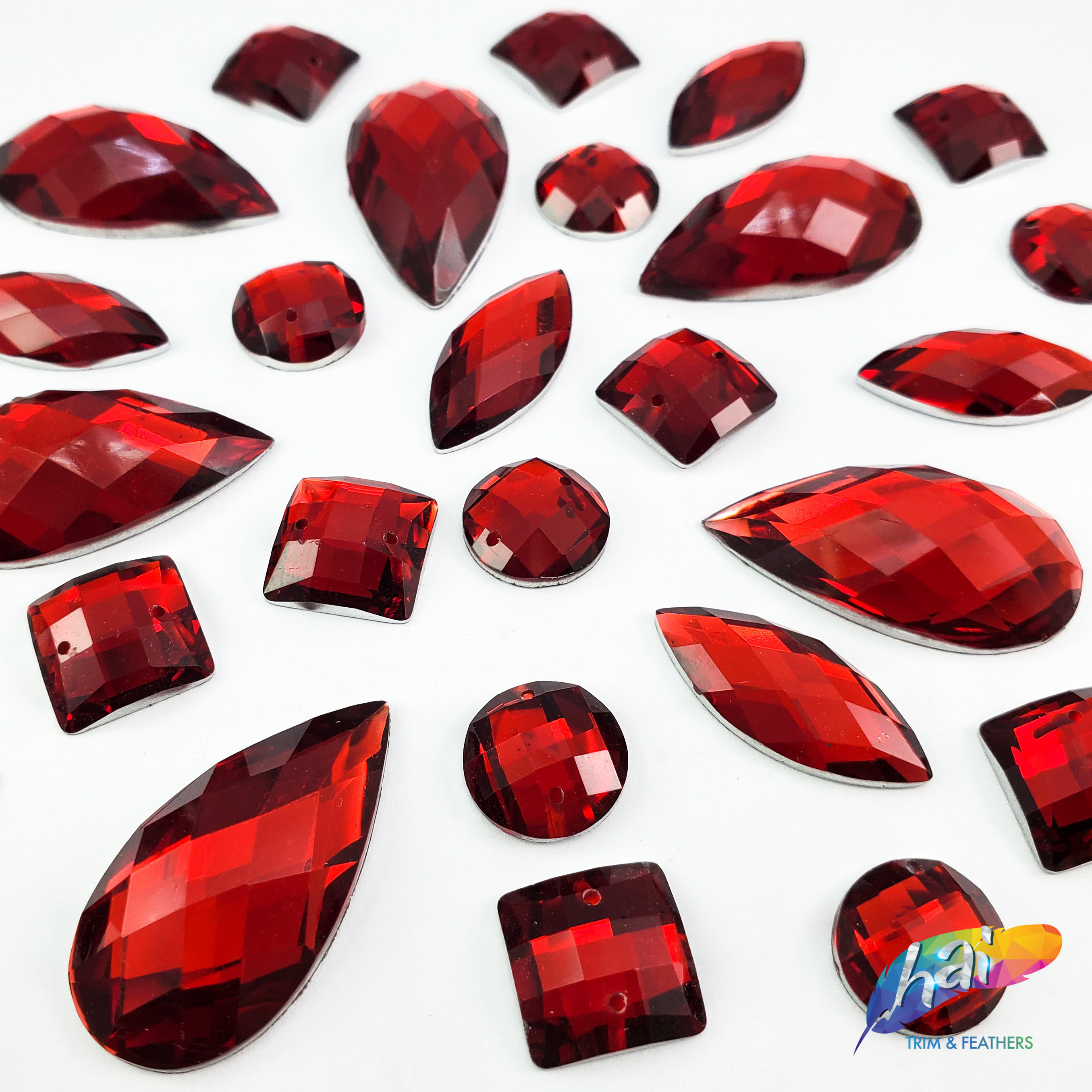 Loose Dark Red Resin Rhinestones Sew on Stones Different Shapes ...