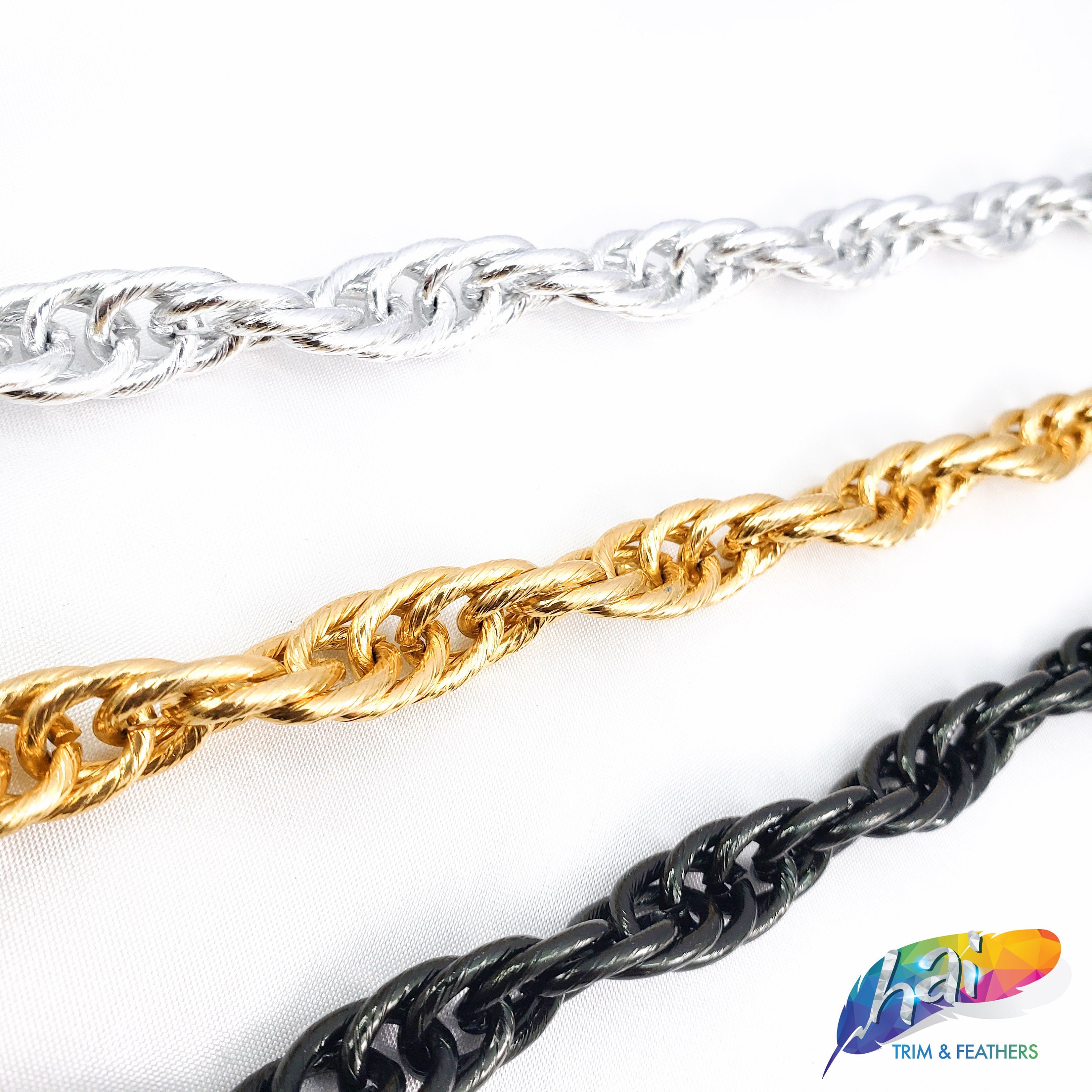 Spiral Oval Metallic Chain Trim Silver Chain Link Decorative | Etsy