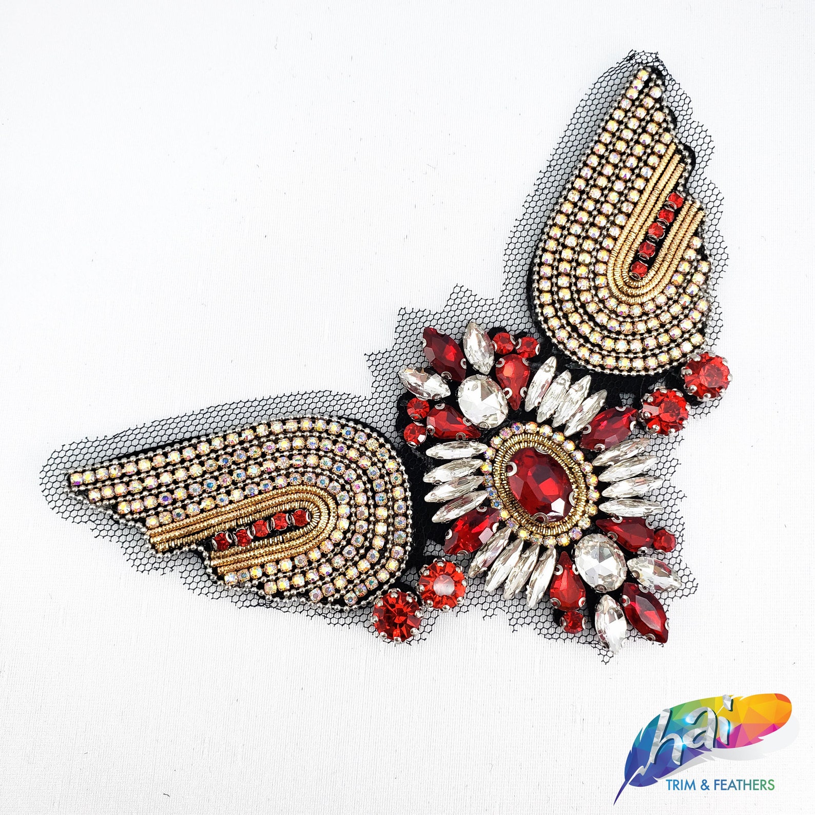 Rhinestone Applique on Felt Backing With Crystal Prong Setting, Fancy ...