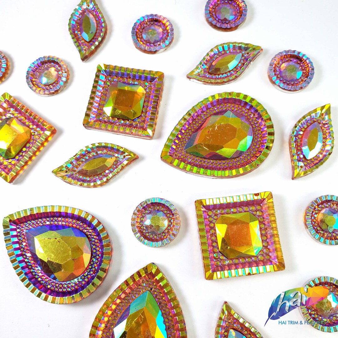 Diamantes de imitación de resina AB de color amarillo y naranja con ...